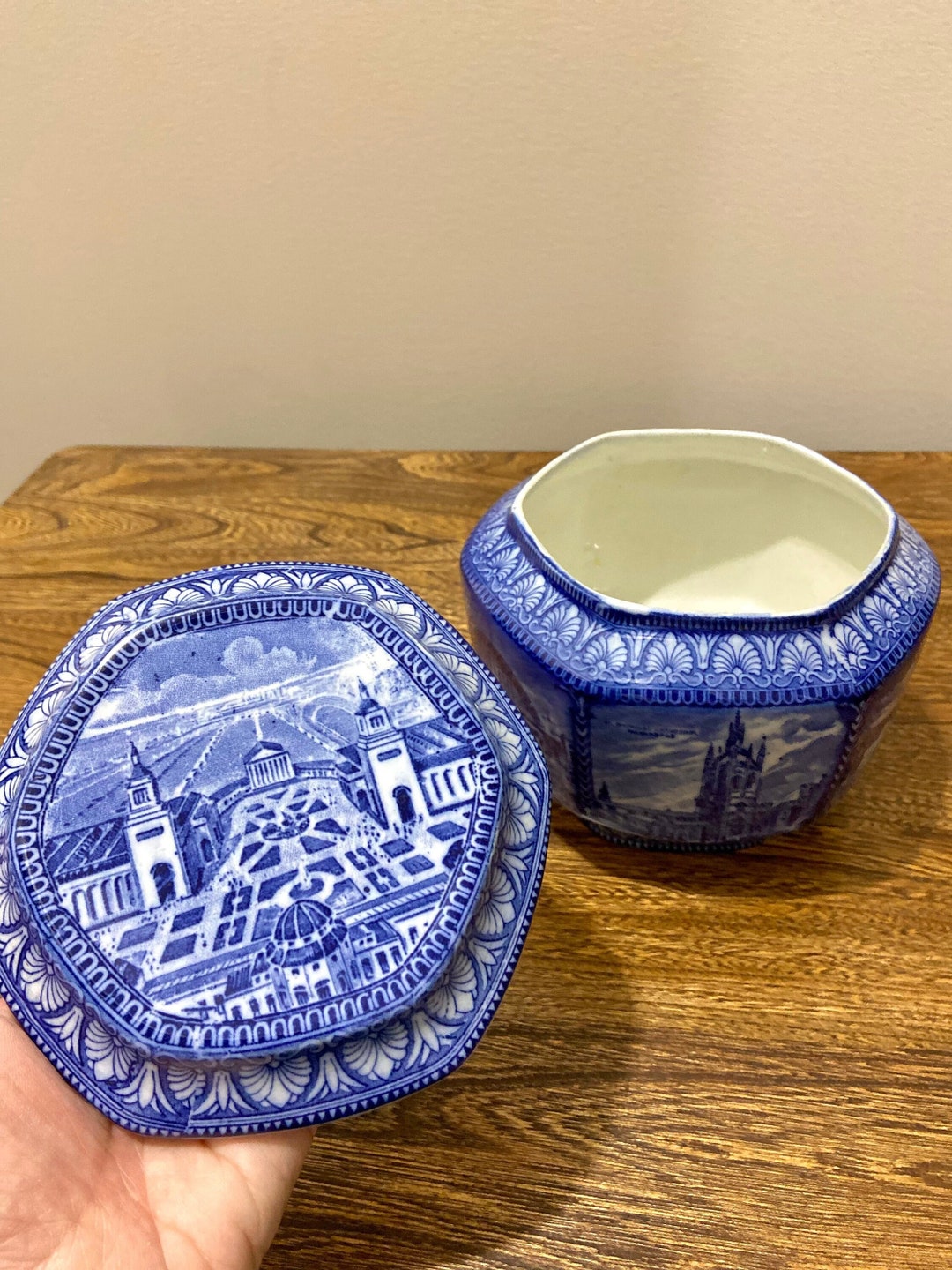 Vintage 1929 Maling Ware Ringtons Tea Caddy, English Porcelain Transfer ...