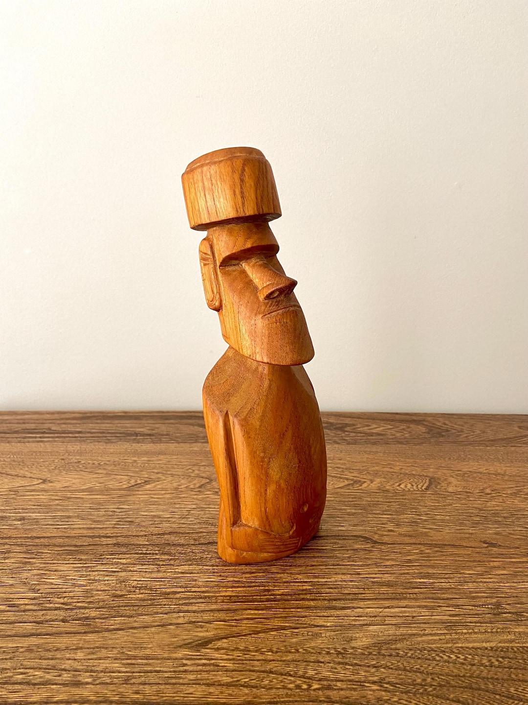 Vintage Moai Rapa Nui Statue With Glyphs, 9.5" Easter Island Wooden ...