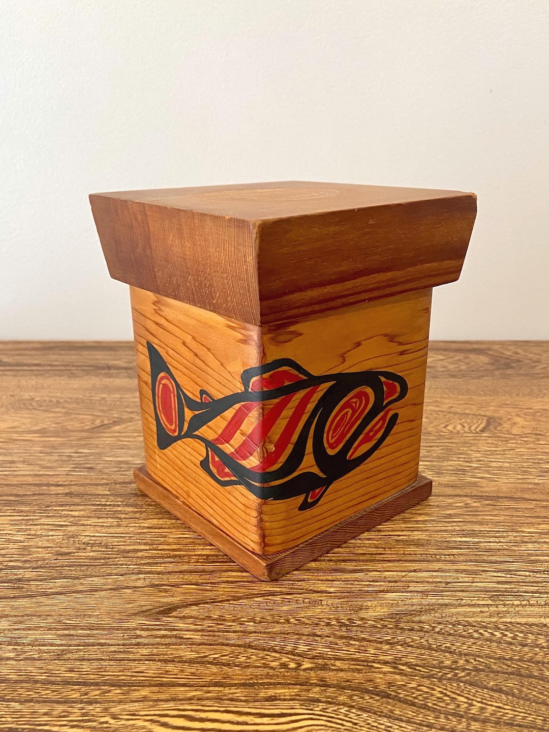 Vintage Pacific Northwest Coast Bent Cedar Box Bentwood Box - Salmon ...