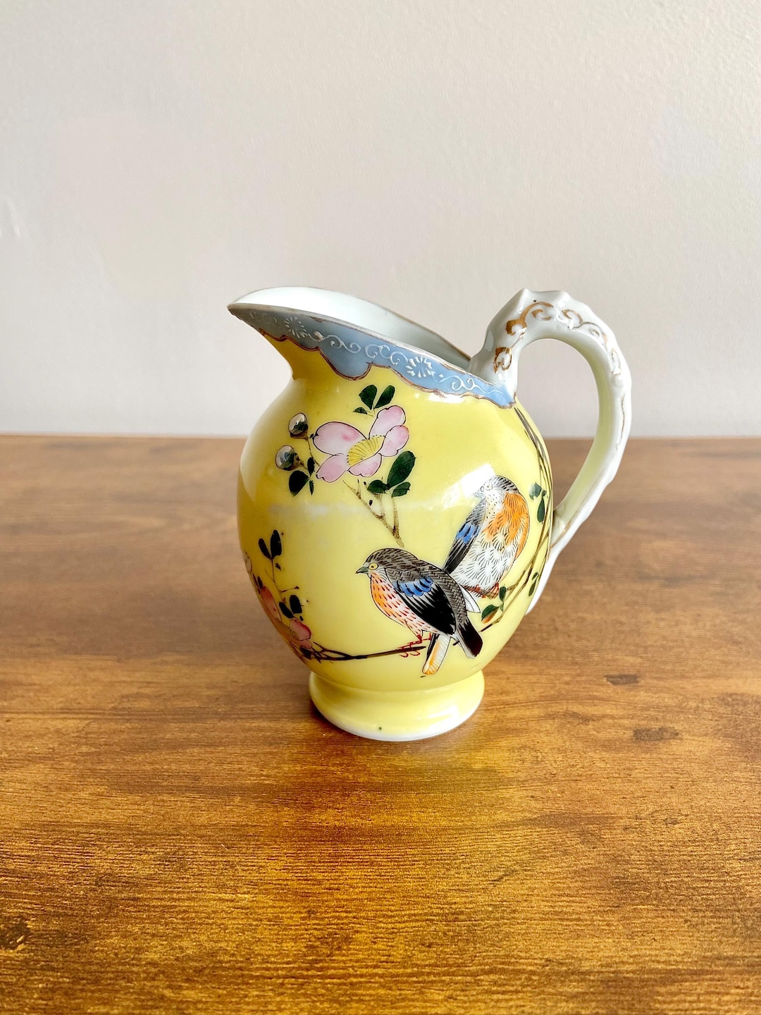 Antique Late 19th Century Kanzan Seisei Kyoto Porcelain Pitcher, Hand ...