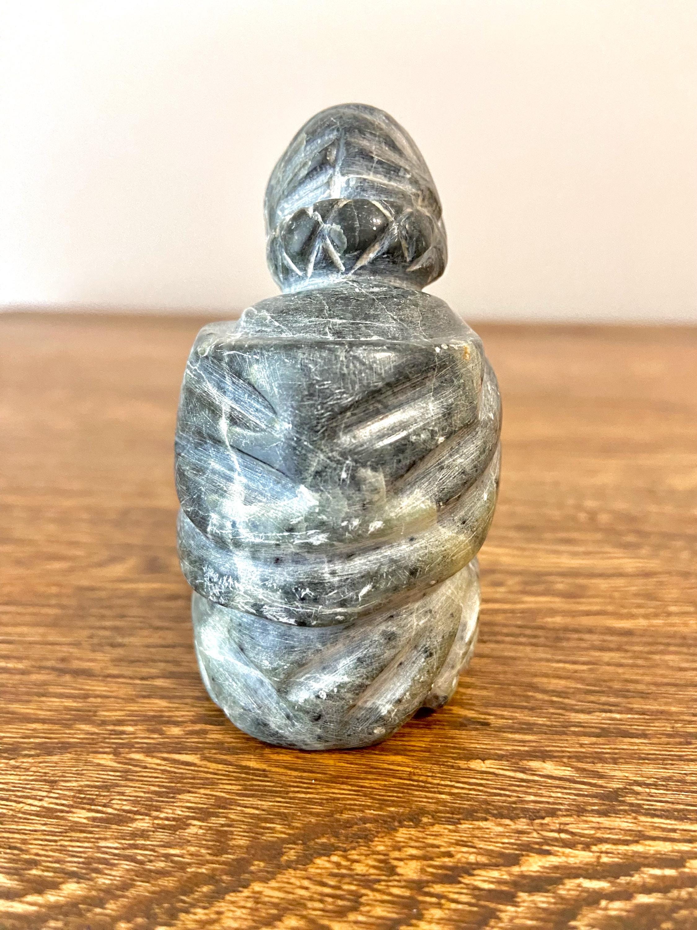 Hand Carved Inuit Soapstone Sculpture - Signed Eskimo Statue, Figurine ...