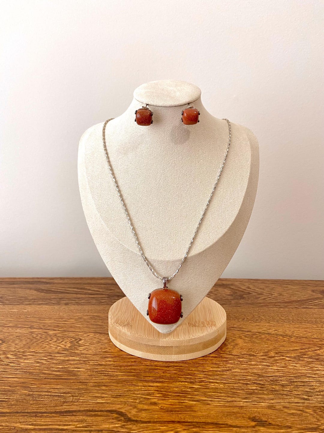 Vintage .925 Sterling Silver Necklace and Earrings Set With Natural ...