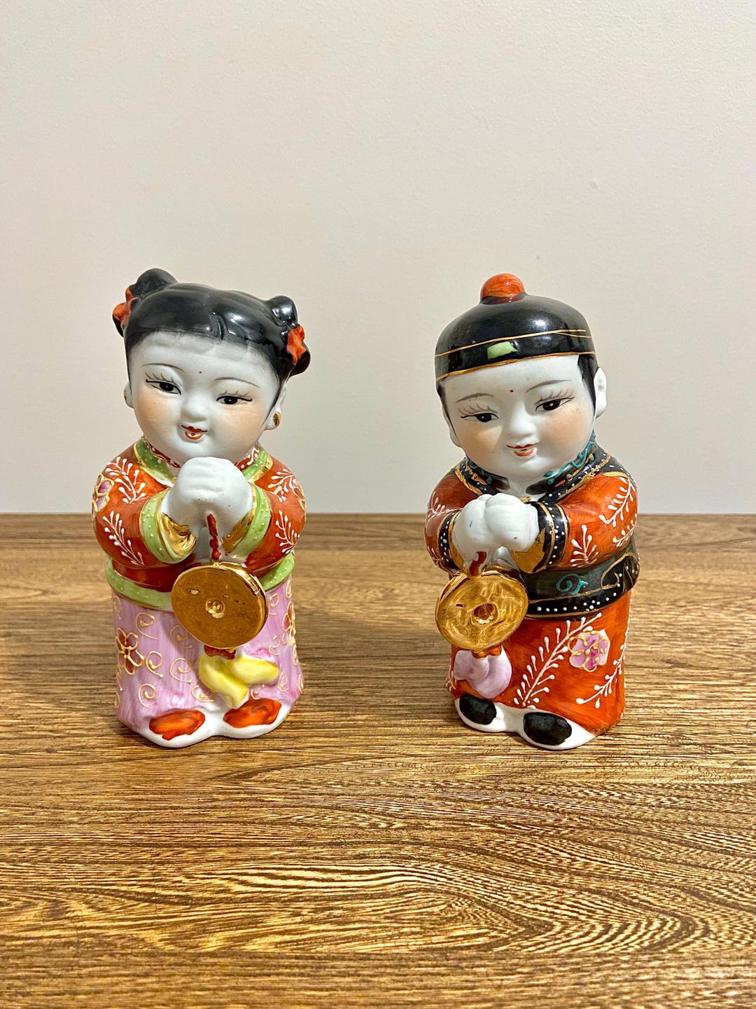 Rare Vintage Chinese Jintong (golden Boy) and Yunu (jade Girl ...