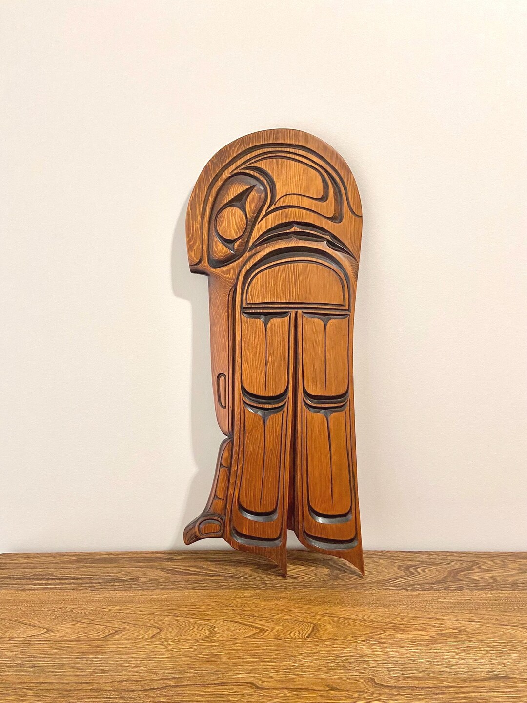 Large 24" Vintage William Brotchie Cedar Wood Carving Raven Wall Art ...