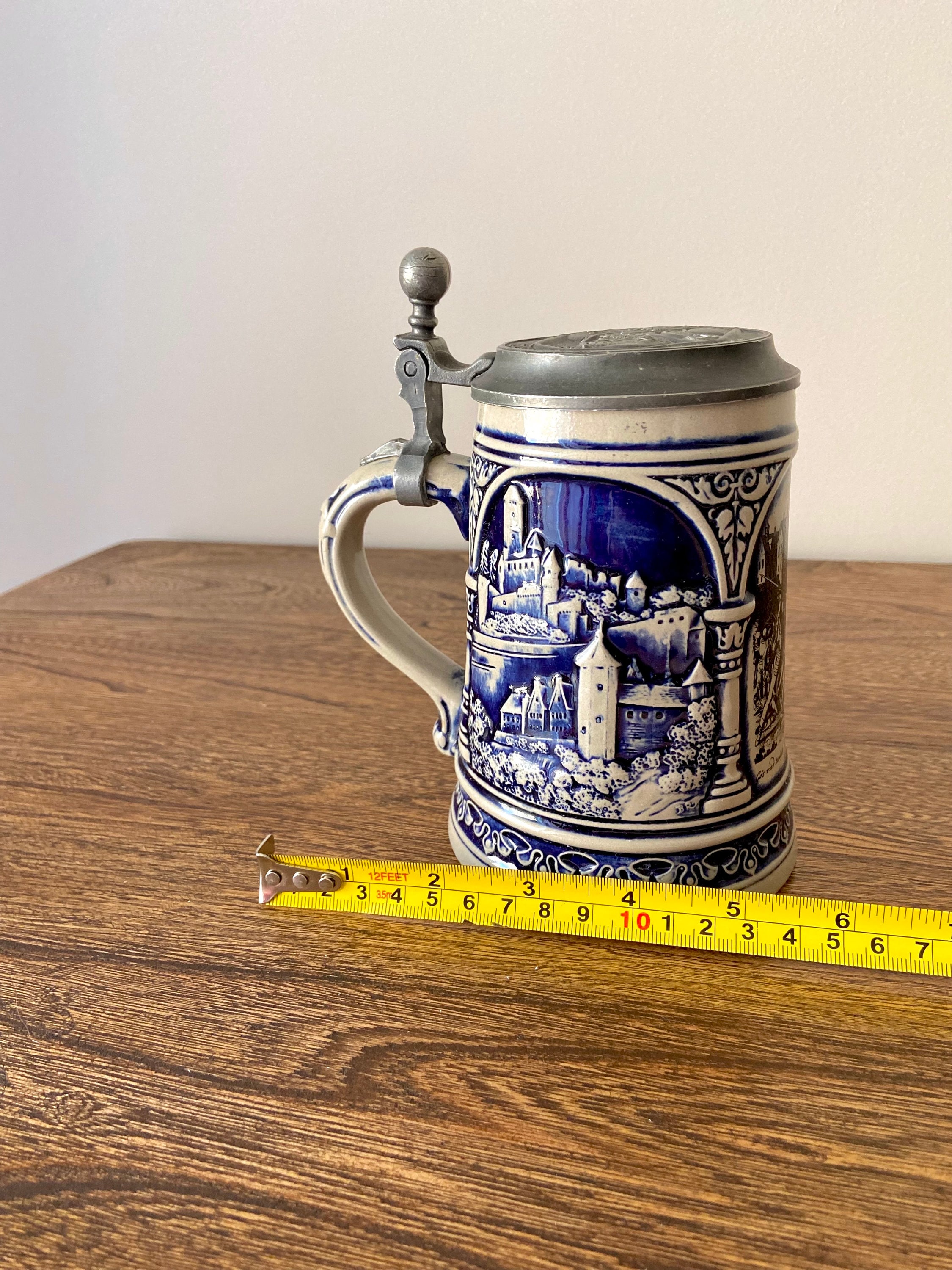 Original GERZ German Lidded Beer Stein, Götz Von Berlichingen, Tankard ...