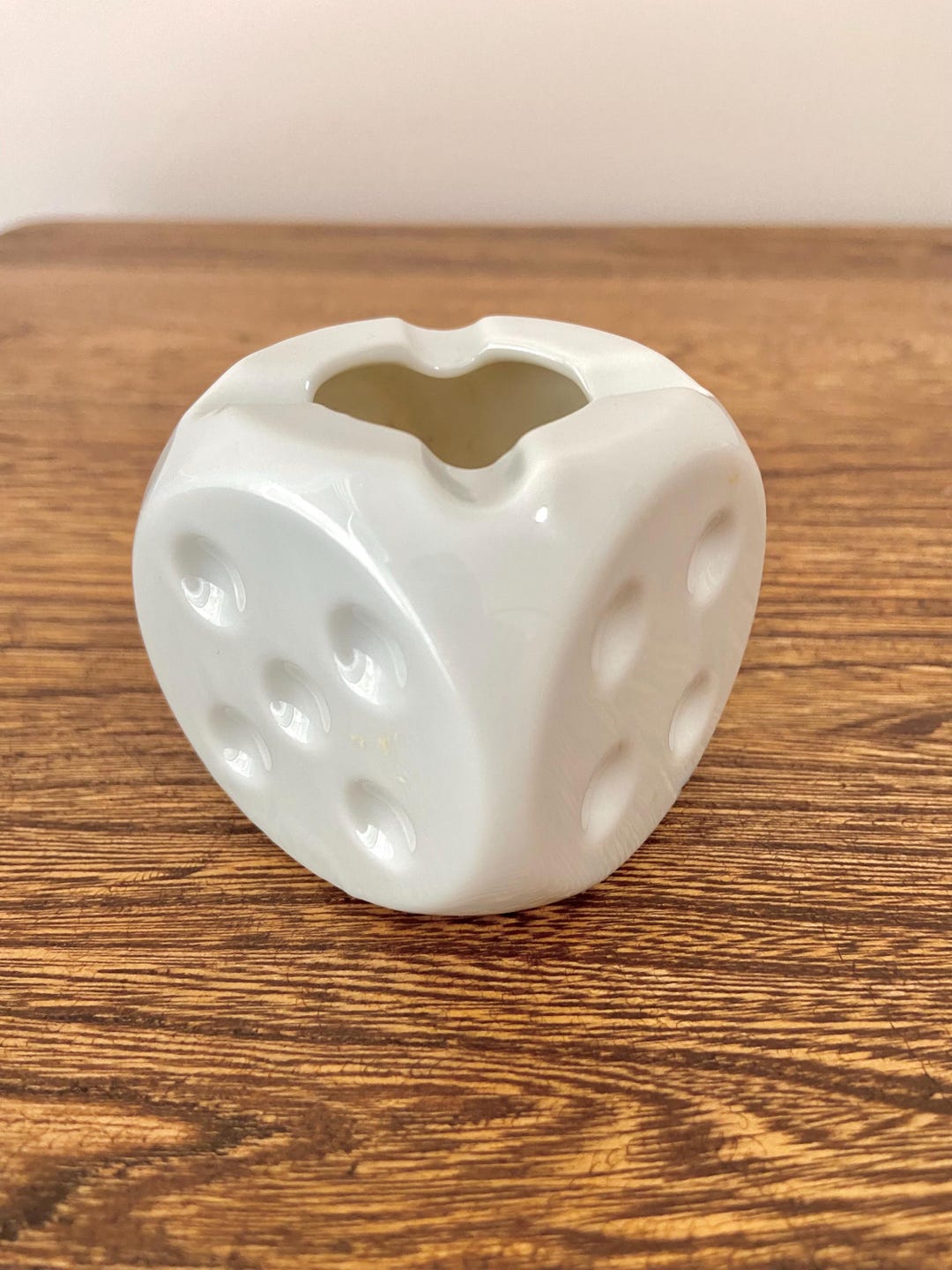 Vintage Porcelain Dice Ashtray, Retro Bisque Dice Ashtray, Made in ...