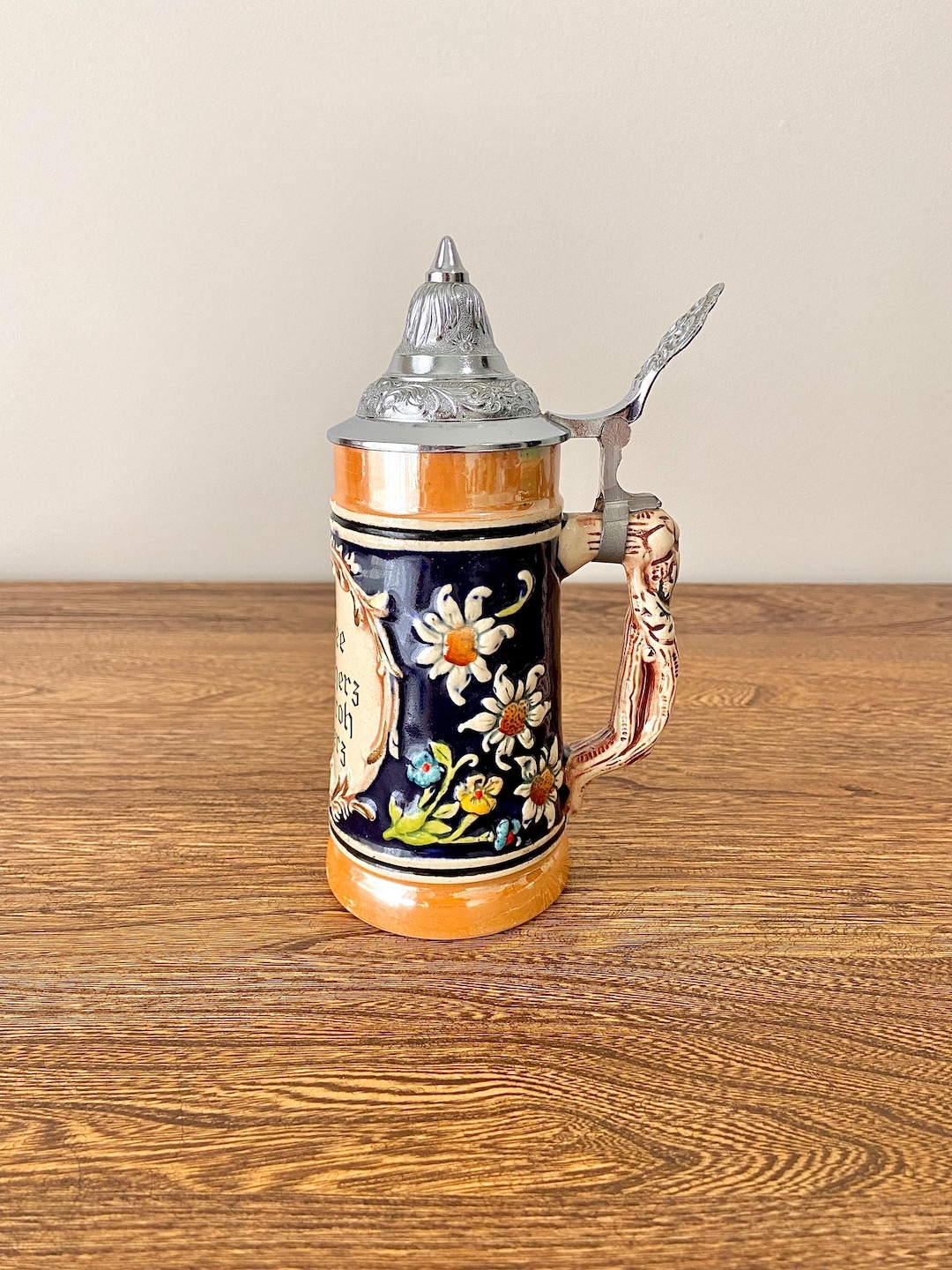 Vintage German Beer Stein With Pewter Lid - “bei Kaffee Und Scherz ...