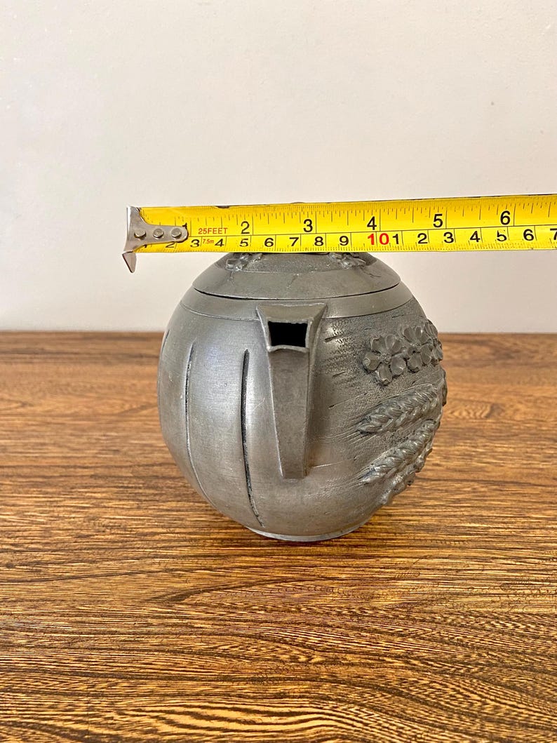 Vintage French Pewter Teapot Etain Fin Garanti, Poppy Relief, Art ...