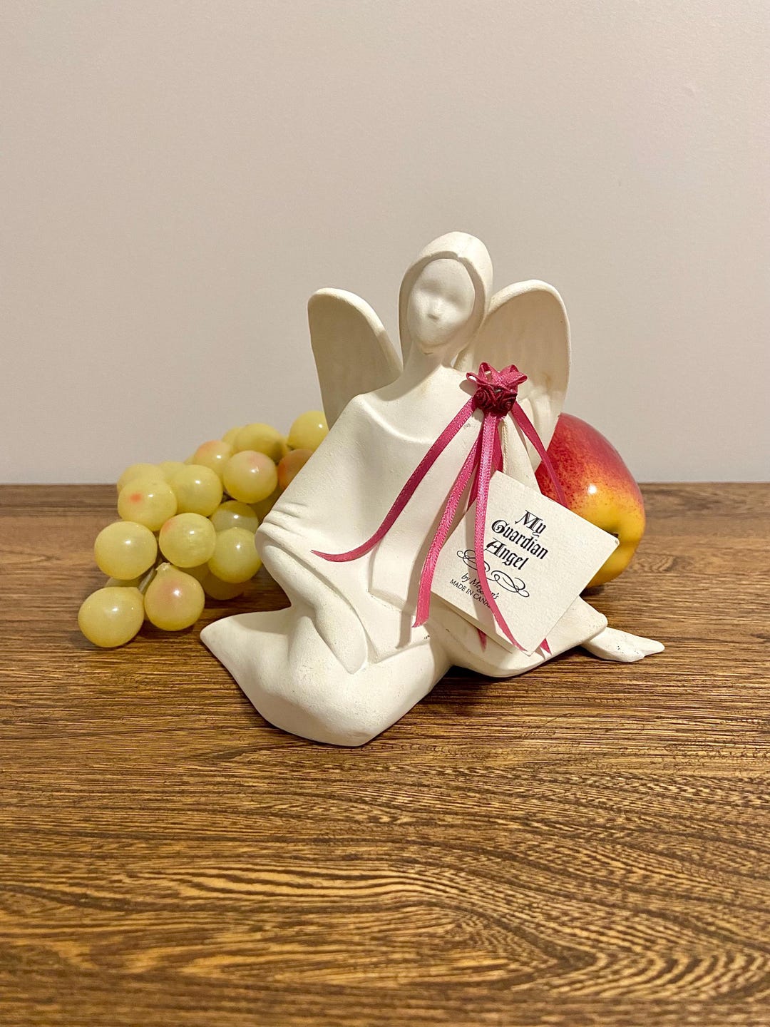 Vintage My Guardian Angel Statue by Meggan's, 5 3/4" Tall, Pink Rose ...