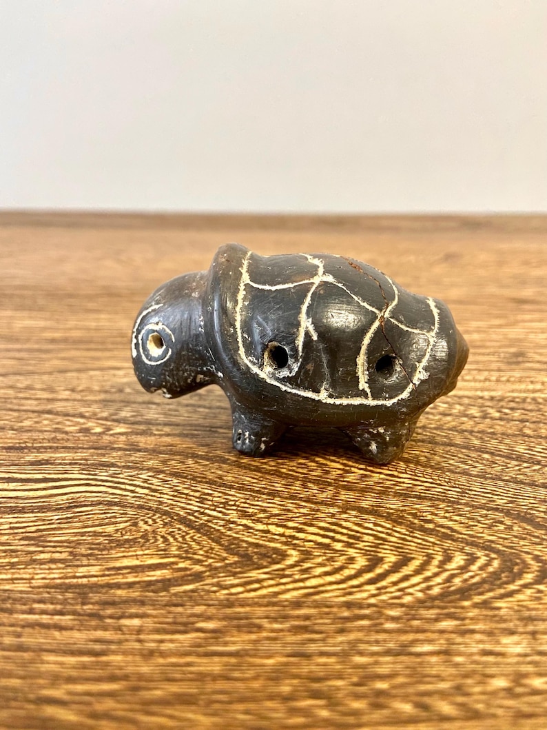 Vintage Turtle Ocarina Flute, Handcrafted Clay Wind Instrument, Tribal ...