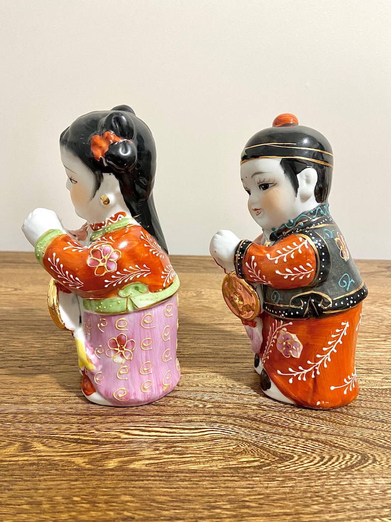 Rare Vintage Chinese Jintong (golden Boy) and Yunu (jade Girl ...