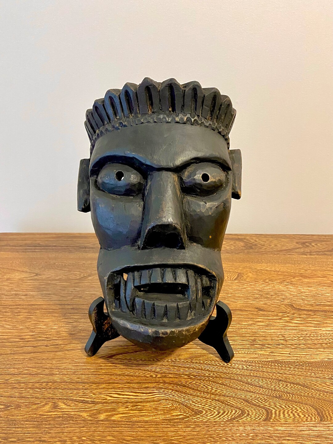 Sherpa Mask From Kathmandu, Handcrafted Wooden Himalayan Ritual Mask ...