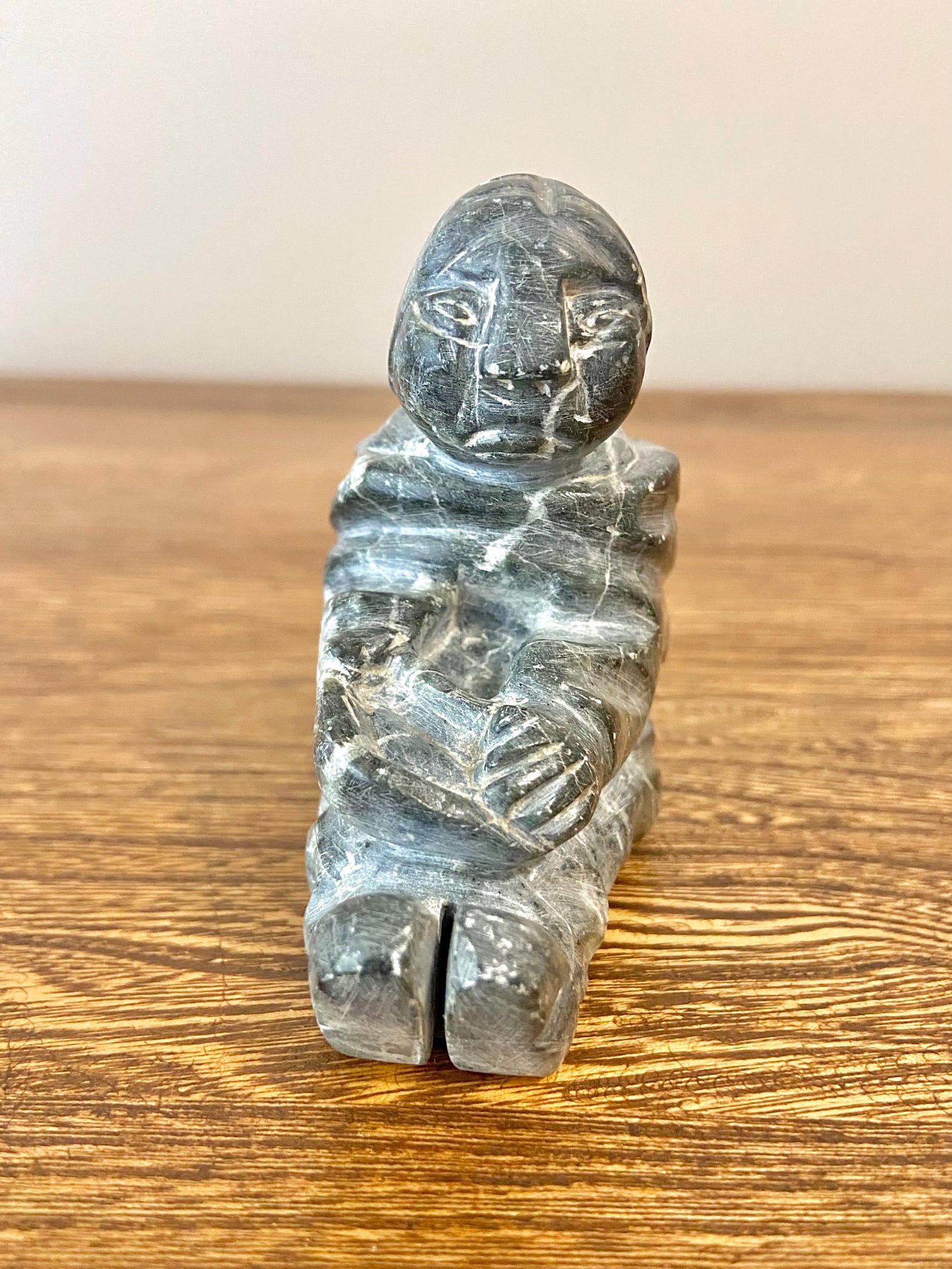 Hand Carved Inuit Soapstone Sculpture - Signed Eskimo Statue, Figurine ...