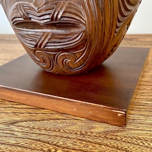 Large Vintage Maori Upoko Whakairo Carved Head on Stand - Ta Moko Wood ...