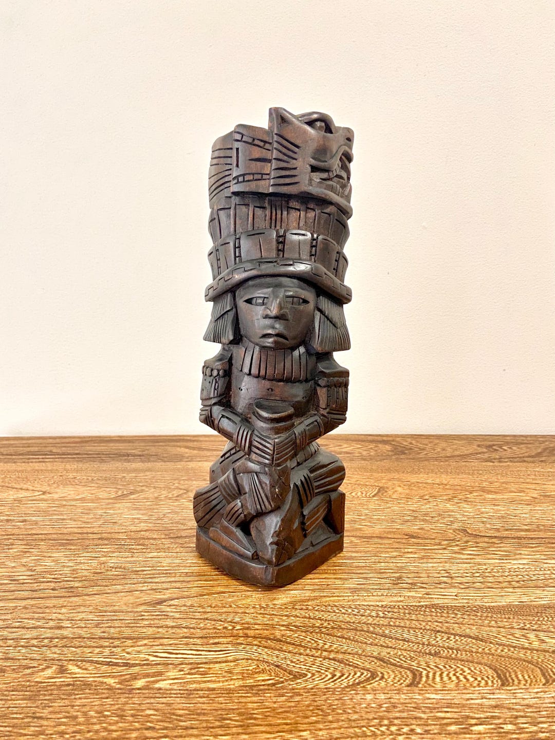 Large Vintage Aztec Wooden Statue, Maya Mesoamerican Totem, 1970s Wood ...