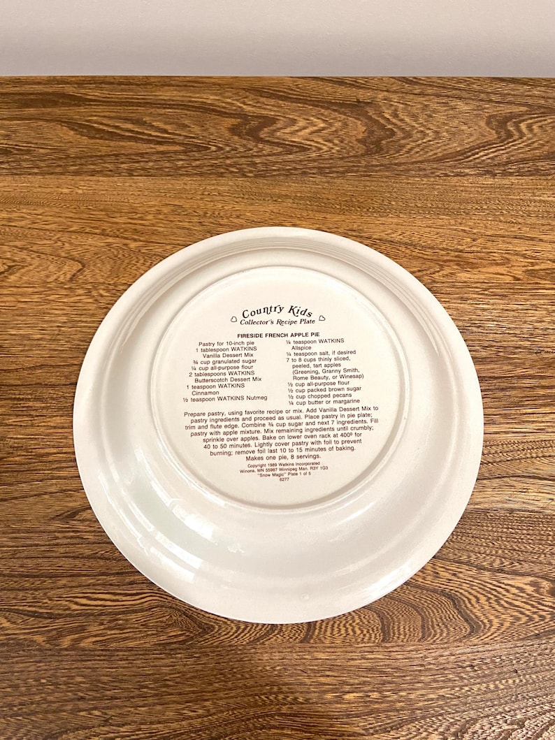 Vintage Watkins Country Kids Collector's Recipe Plate - Fireside French ...