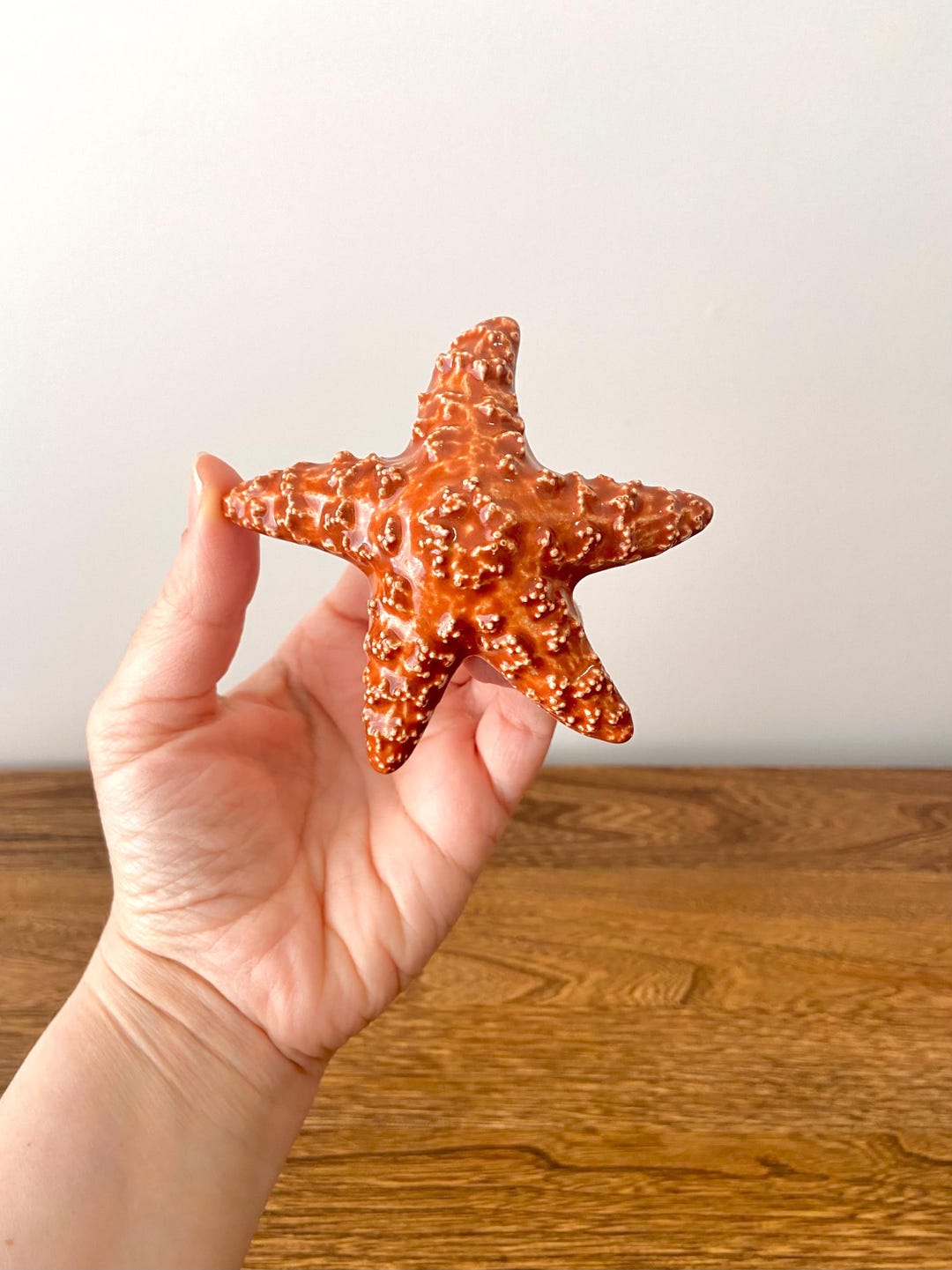 Vintage Ceramic Starfish Figurine, Textured Orange Starfish Coastal ...