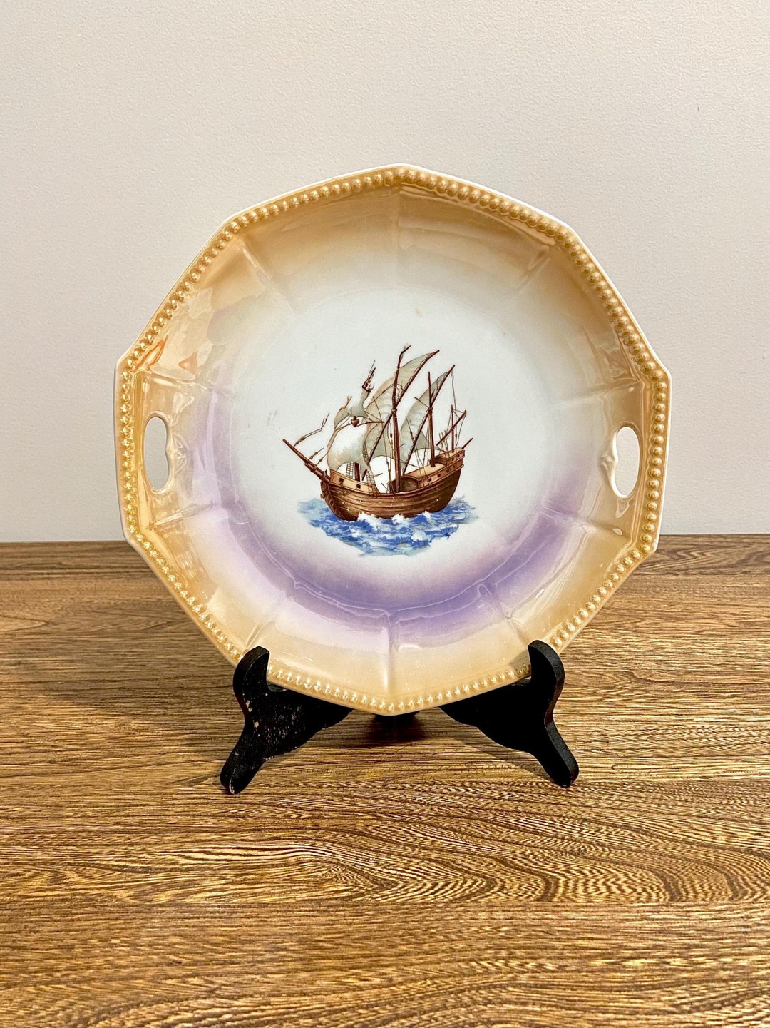 Vintage PK Unity German Lusterware Serving Dish – Nautical Sailing Ship ...