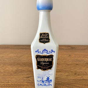 Vintage Vandermint Liqueur Bottle Tulip Top, Delft Blue Windmill Decor ...