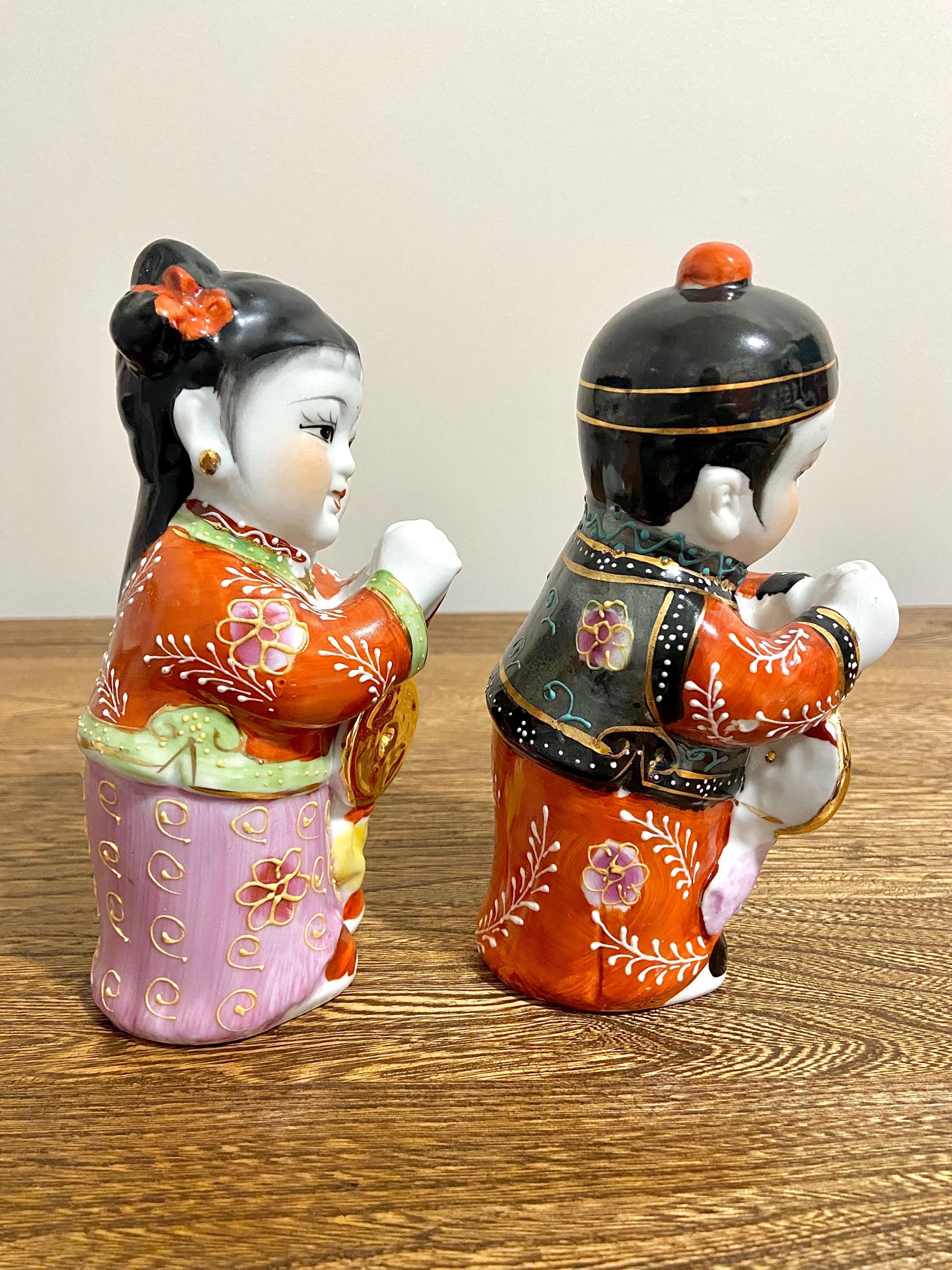 Rare Vintage Chinese Jintong (golden Boy) and Yunu (jade Girl ...
