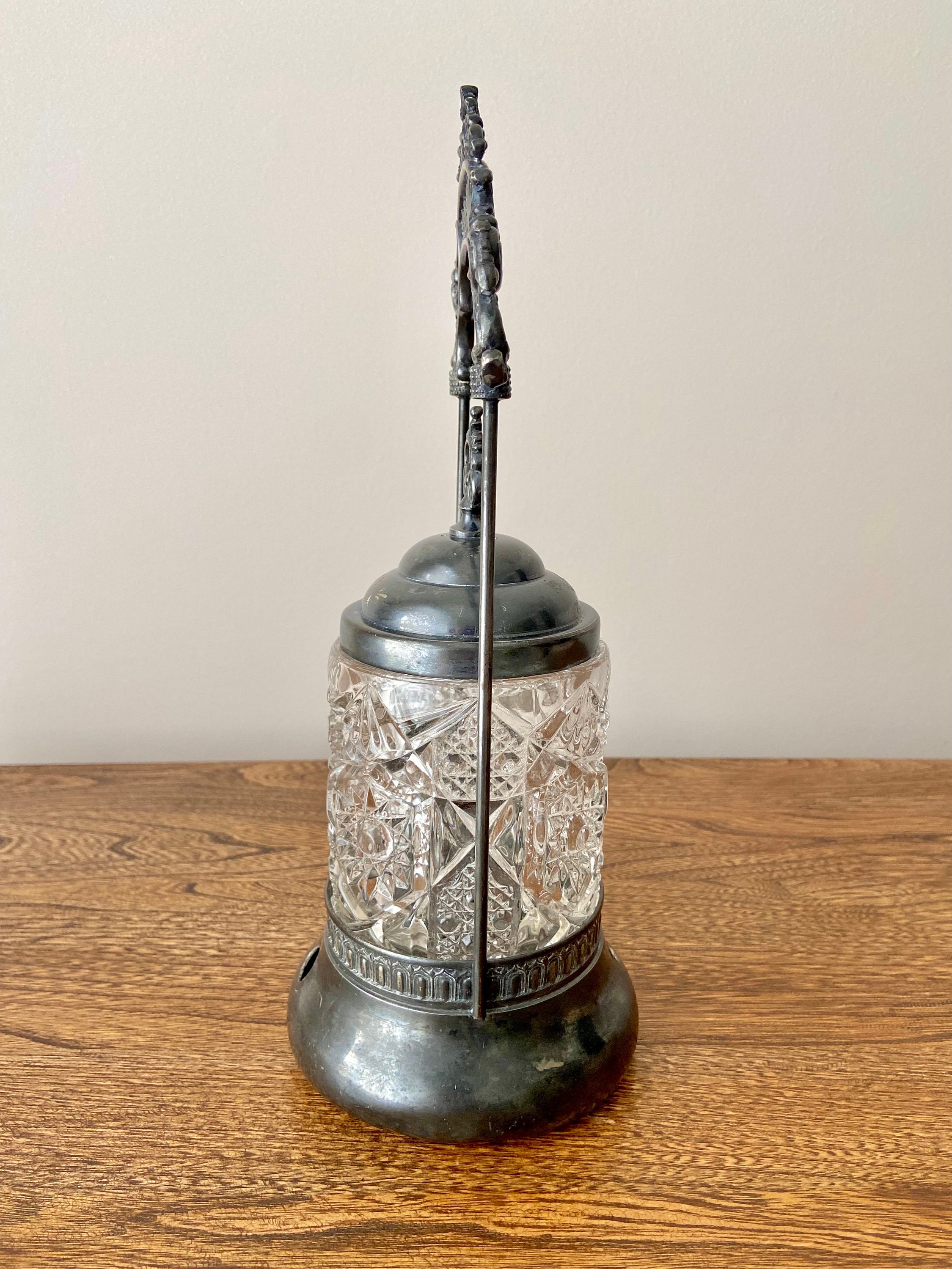 Antique Monarch Silver Plated Pickle Castor Cruet With Pressed Glass ...