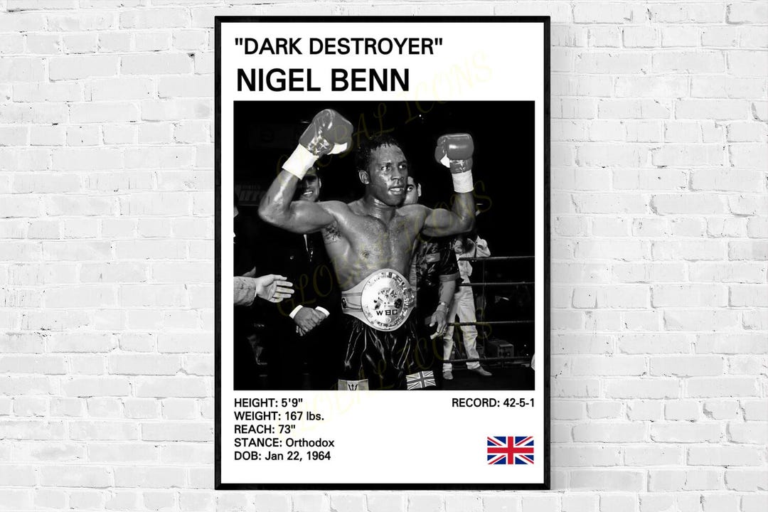 Nigel Benn Print, Nigel Benn Poster, the Dark Destroyer, Boxing Prints ...