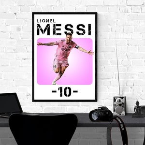 Lionel Messi Print, Lionel Messi Poster, Pink Kit, Football Poster ...