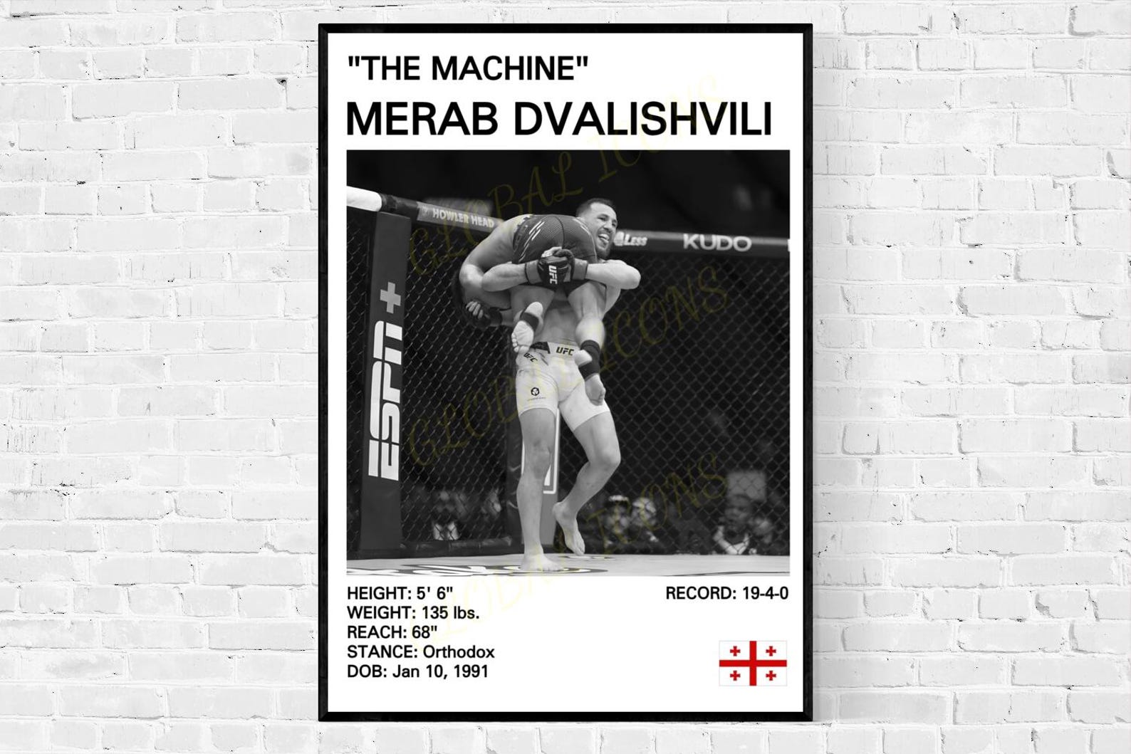 Merab Dvalishvili Poster, Merab the Machine Dvalishvili Print, Mixed ...