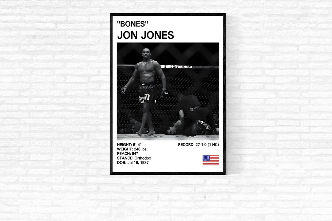 Jon Jones Poster, Jon Bones Jones Print, MMA Jon Jones, Man Cave, Gift ...