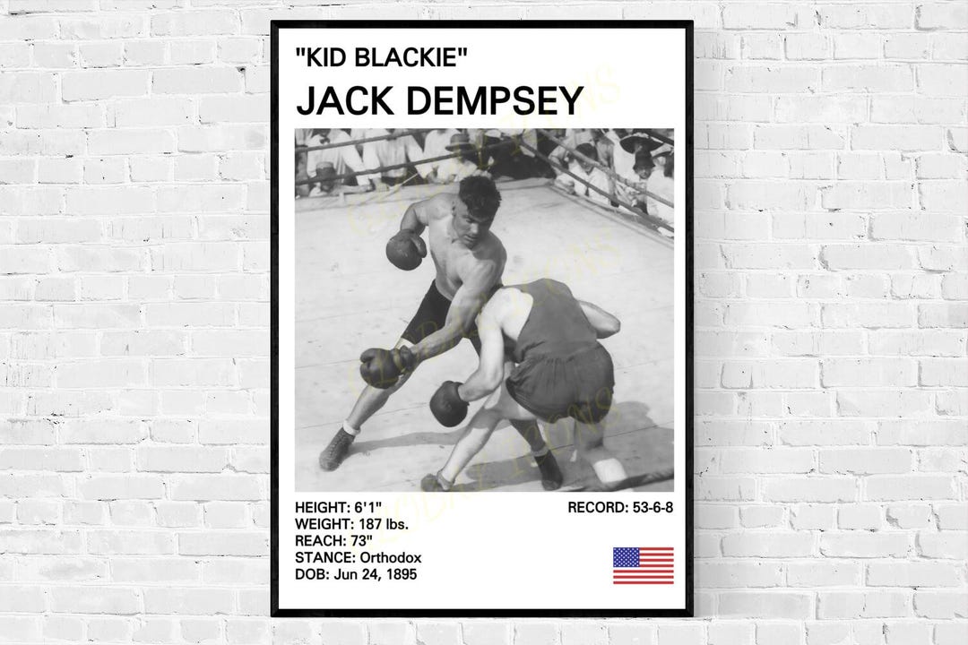 Jack Dempsey Poster, Jack Dempsey Boxing Print, Boxing Posters, Boxing ...