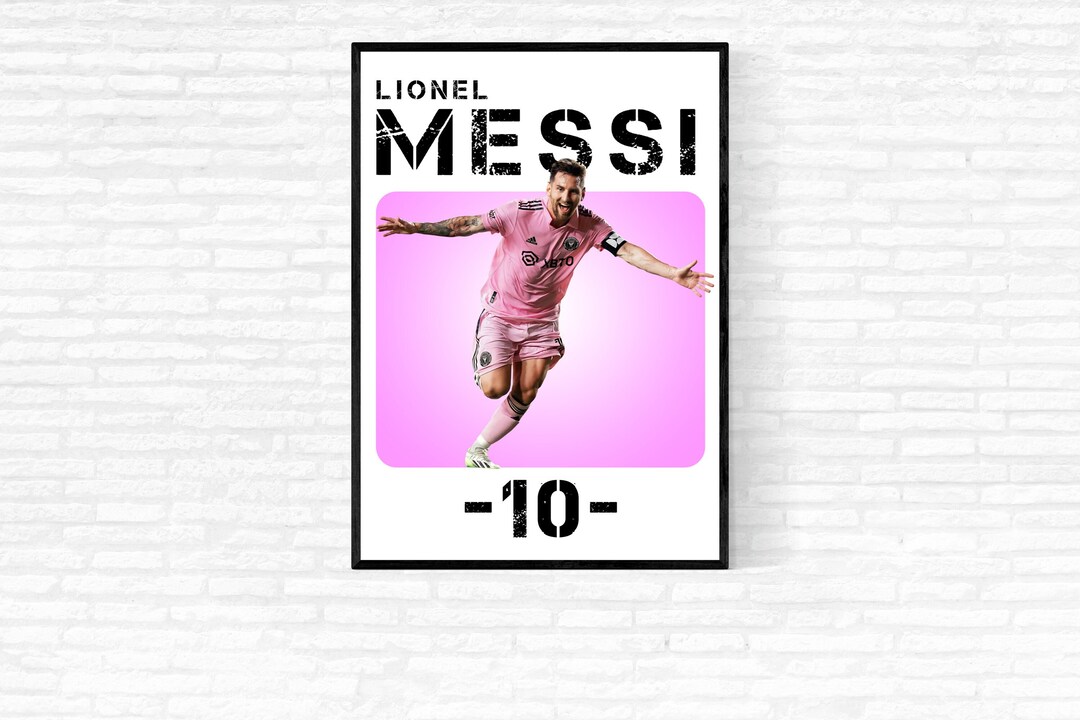 Lionel Messi Print, Lionel Messi Poster, Pink Kit, Football Poster ...