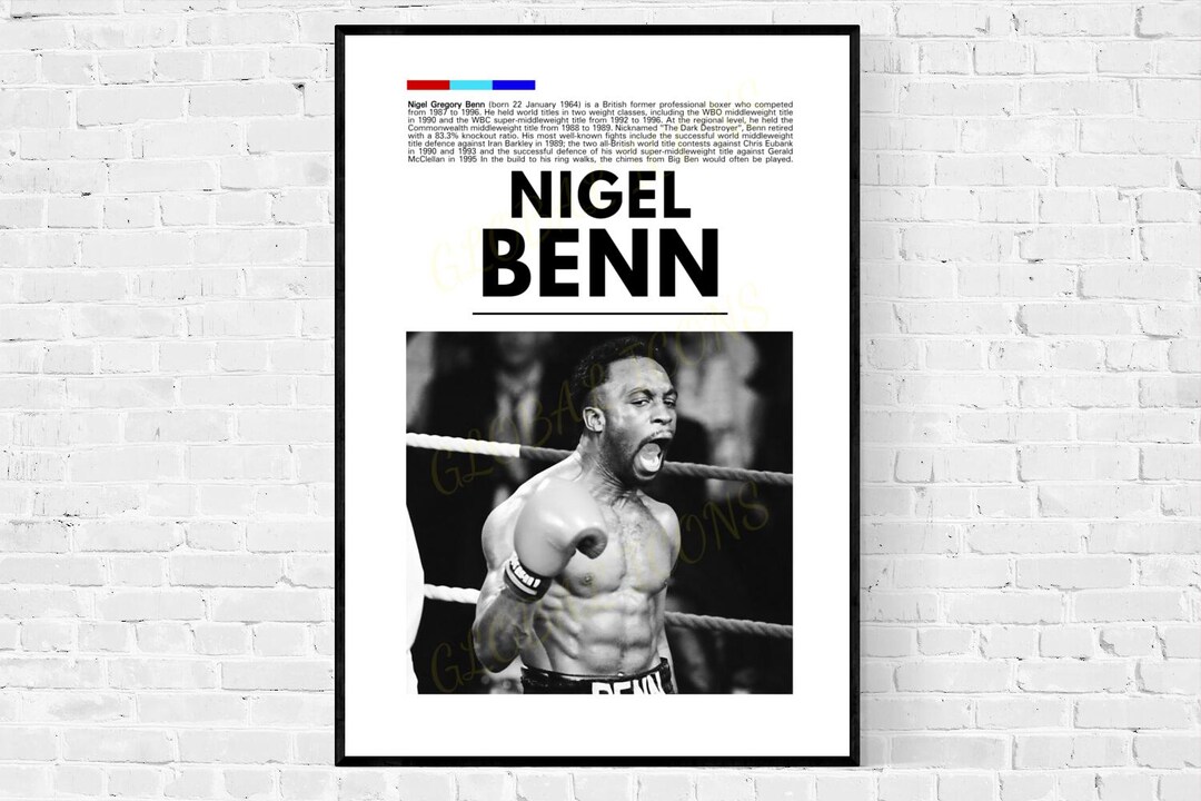 Nigel Benn Poster, Nigel Benn Print, the Dark Destroyer, Boxing Prints ...