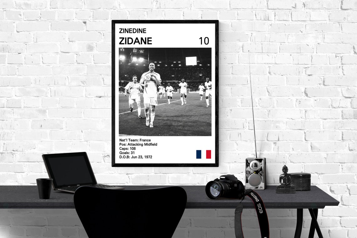 Zinedine Zidane Poster, Zidane Print, Football Posters, Soccer Prints ...