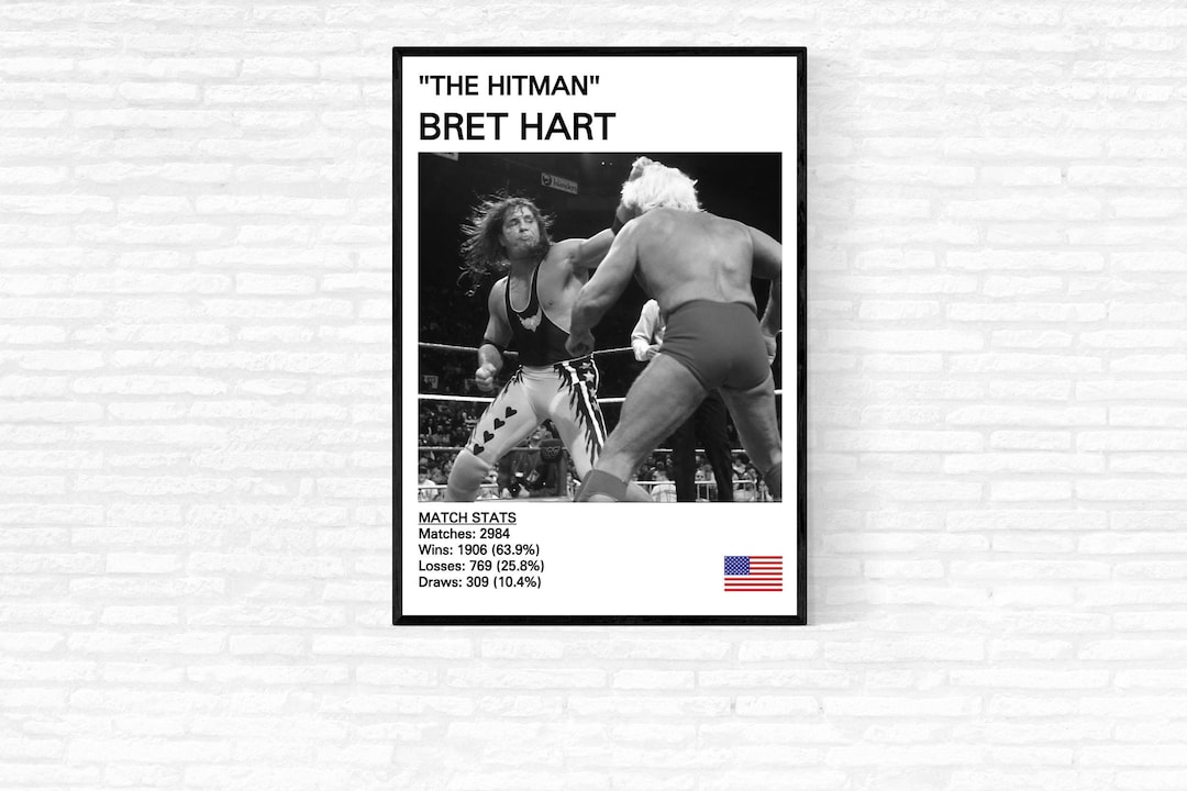 Bret Hart Poster, Bret the Hitman Hart Print, Wrestling Prints ...