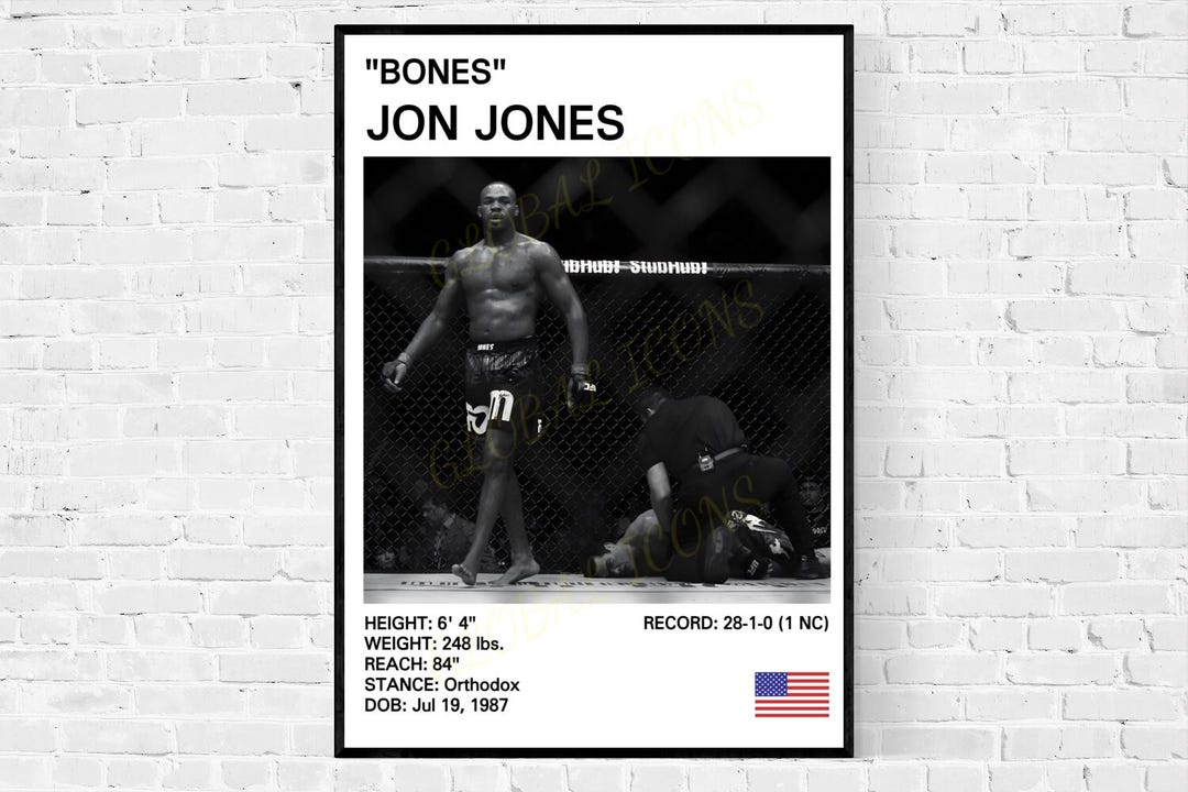 Jon Jones Poster, Jon Bones Jones Print, MMA Jon Jones, Man Cave, Gift ...