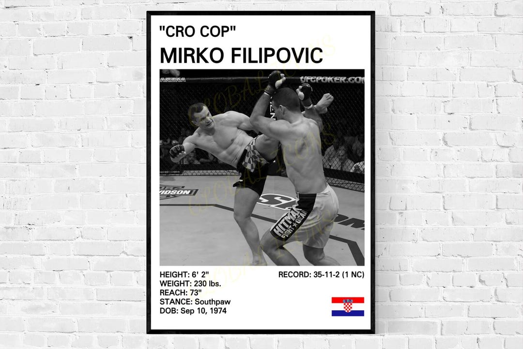 Cro Cop Poster, Mirko Filipovic Print, MMA Prints, Mixed Martial Arts ...