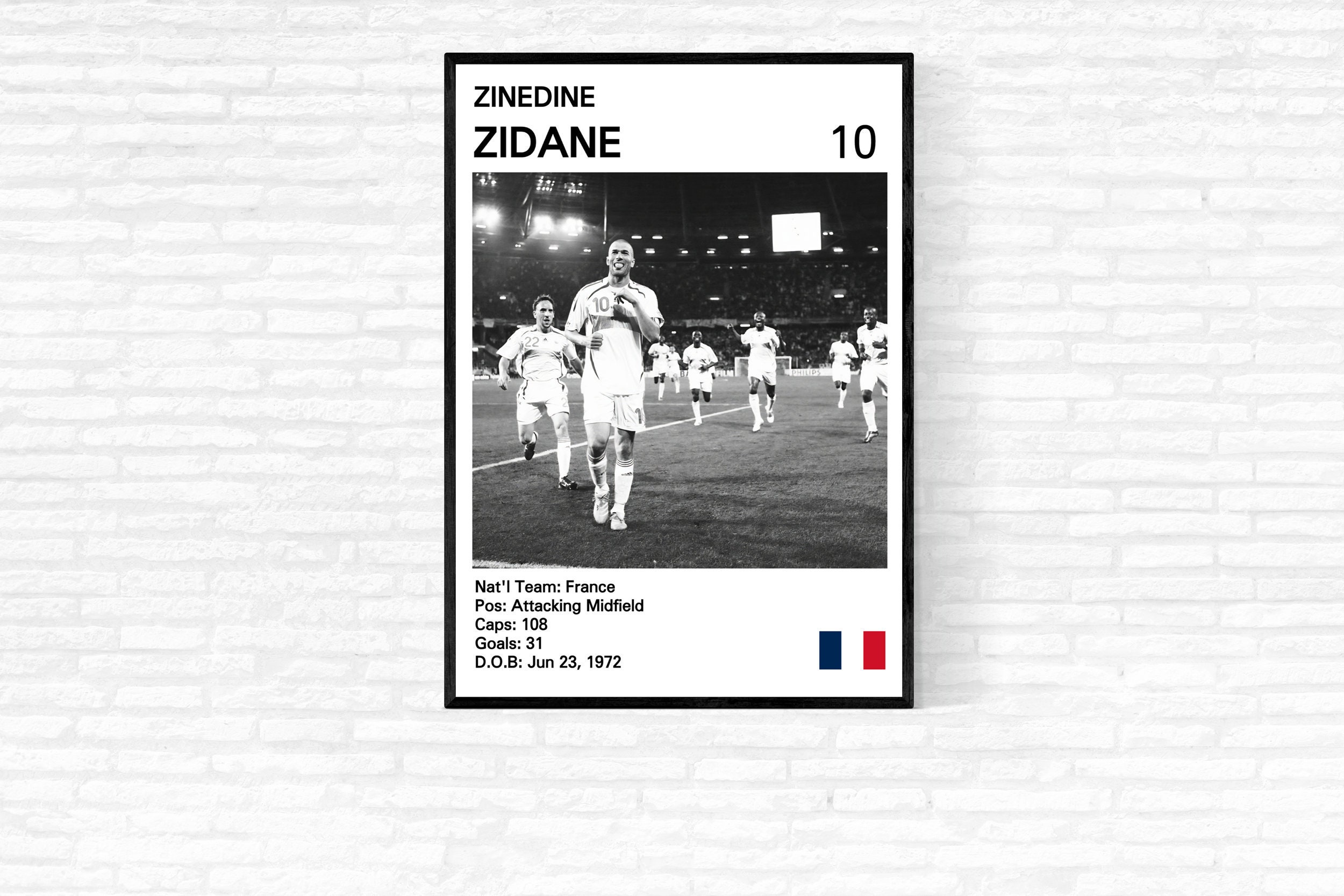 Zinedine Zidane Poster, Zidane Print, Football Posters, Soccer Prints ...