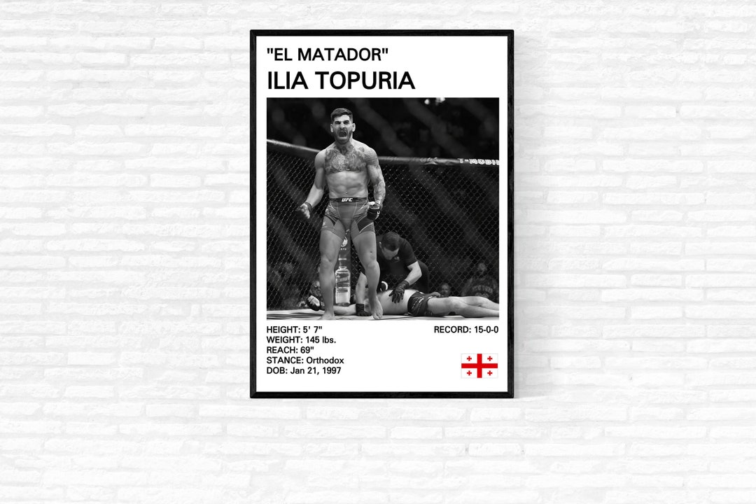 Ilia Topuria Poster, Ilia Topuria Print, El Matador, Mixed Martial Arts ...