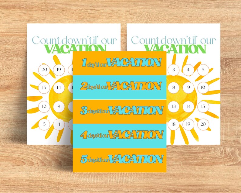 Vacation Countdown Printable Bundle | 20 Day Countdown Tracker ...