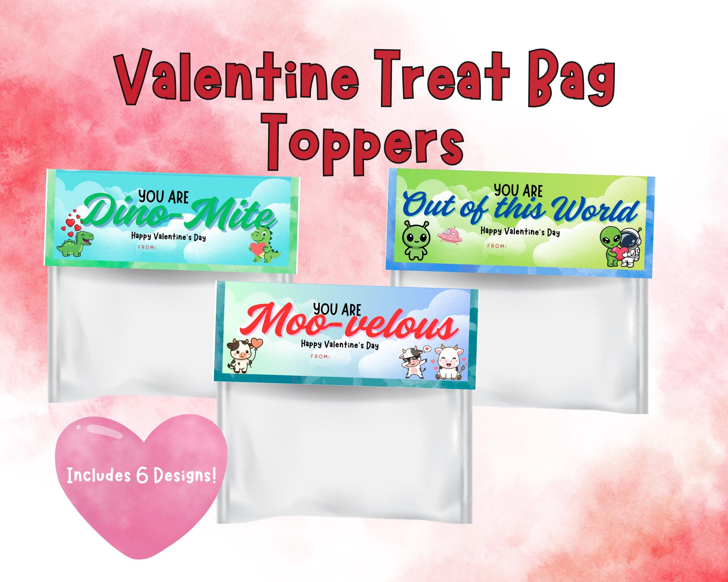 Valentine Treat Bag Toppers Printable | You Are Valentine Set | Dino ...