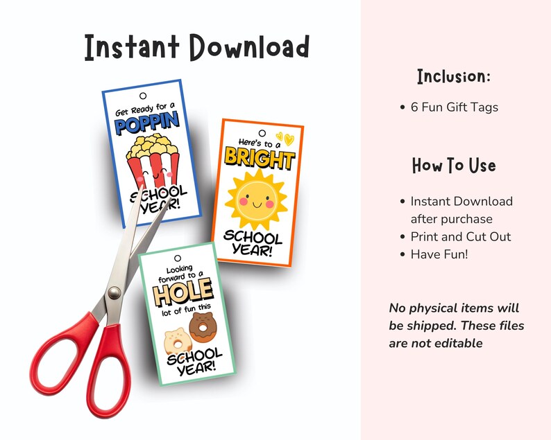 Back to School Printable Gift Tags – Fun & Colorful Classroom Favor ...