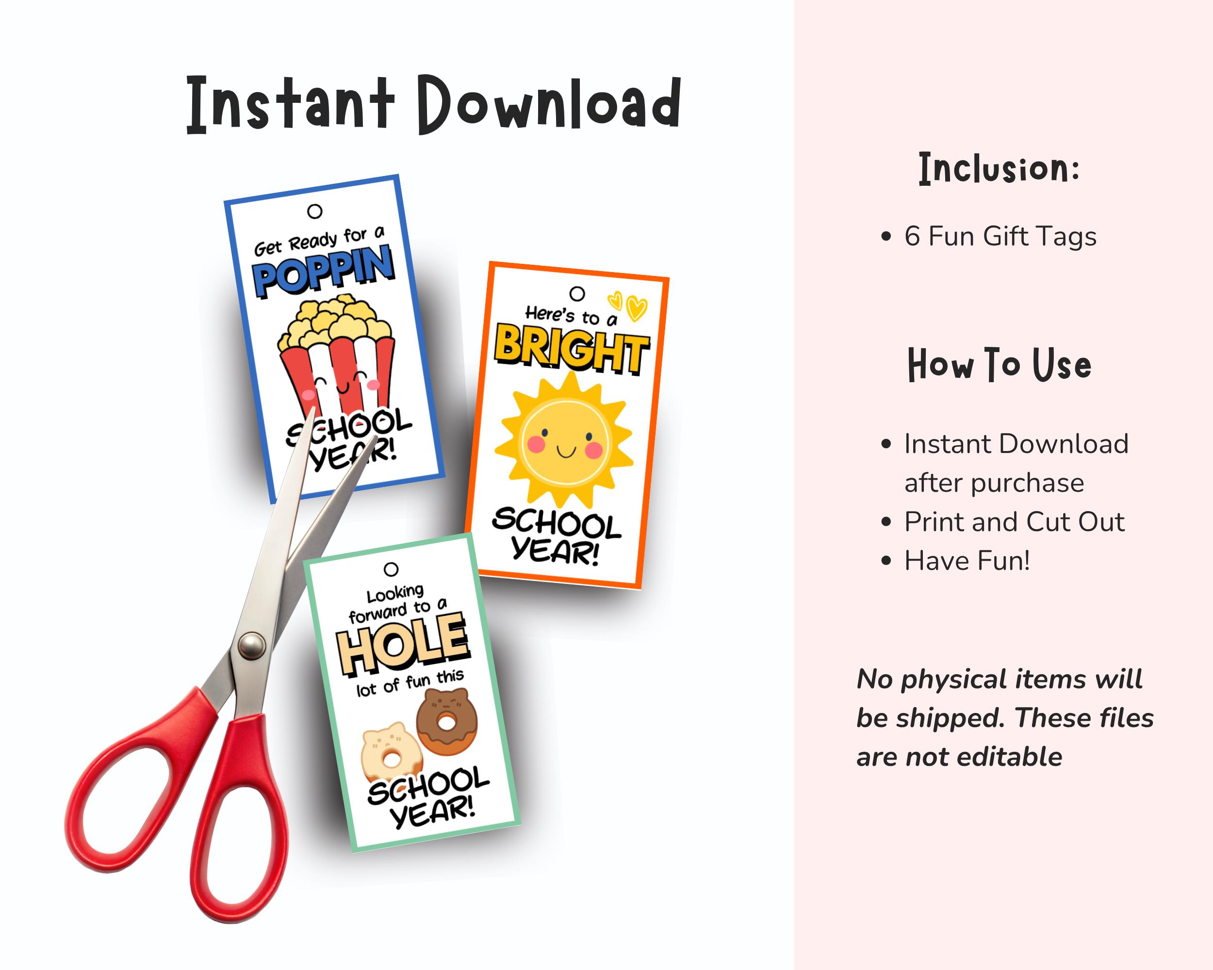 Back to School Printable Gift Tags – Fun & Colorful Classroom Favor ...