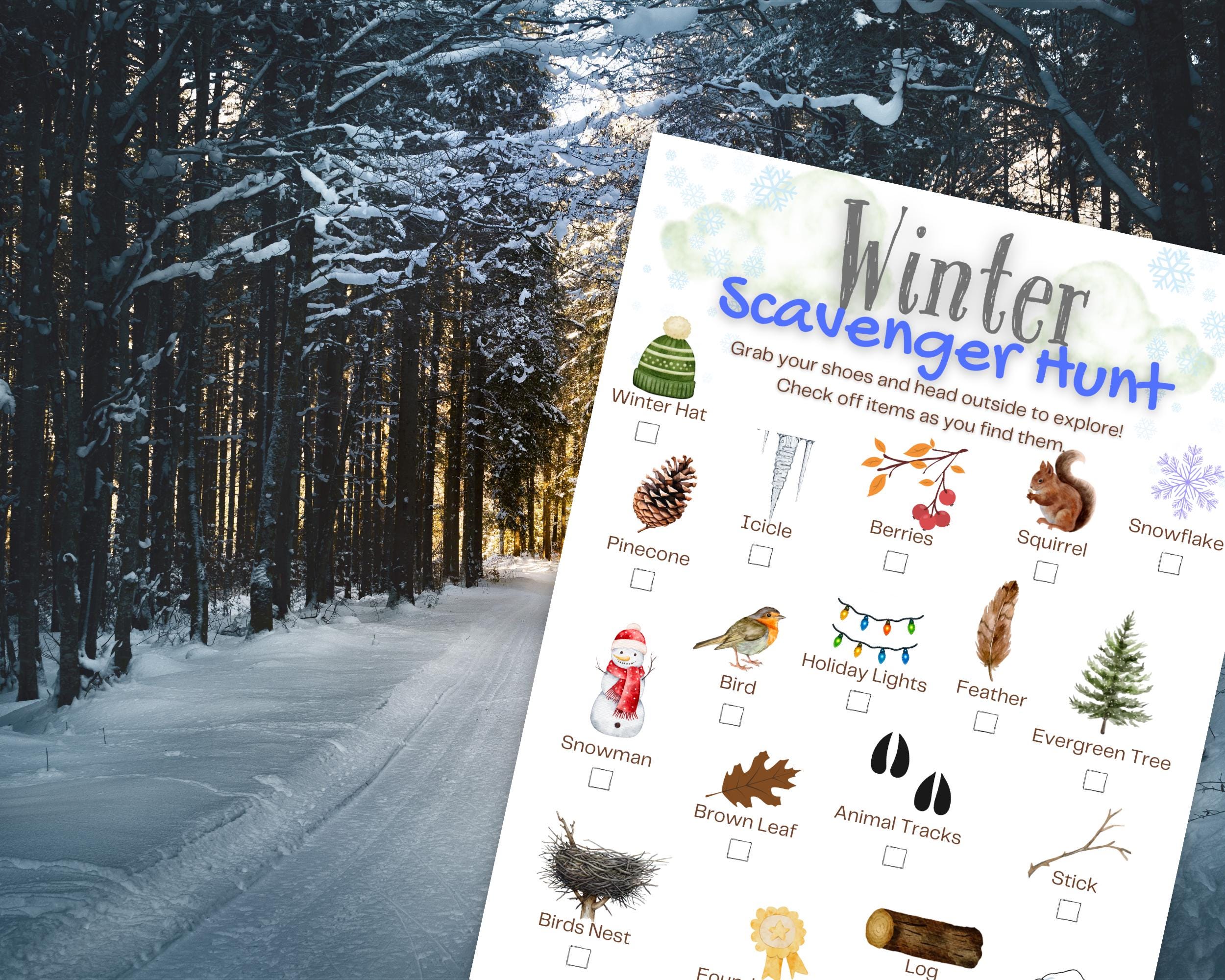 Winter Nature Scavenger Hunt for Kids – Printable Outdoor Winter ...