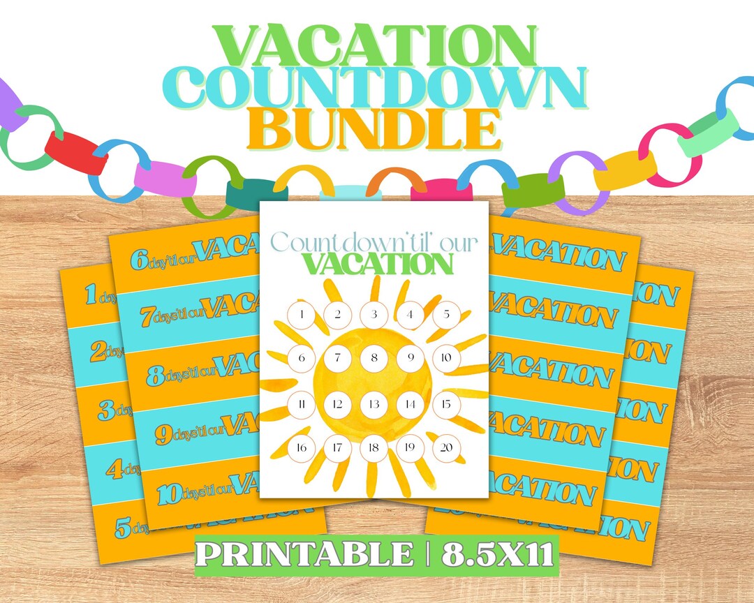Vacation Countdown Printable Bundle | 20 Day Countdown Tracker ...