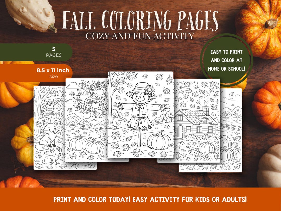Fall Coloring Pages for Kids – 5 Printable Autumn Activity Sheets ...