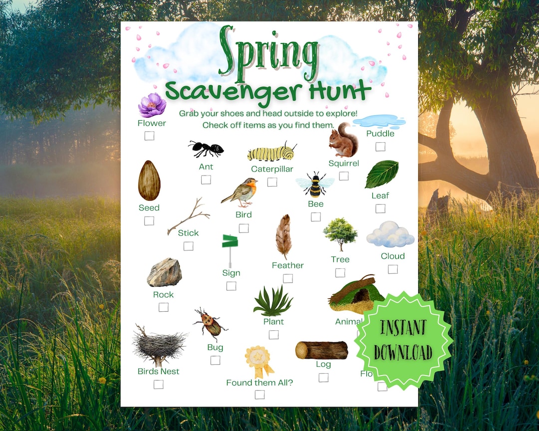 Spring Nature Scavenger Hunt for Kids – Printable Outdoor Spring ...