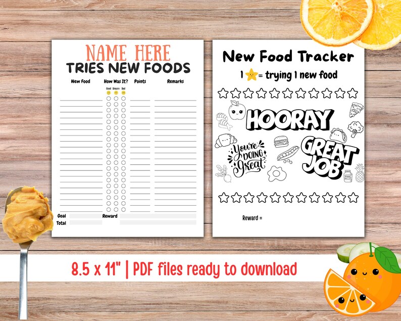 Picky Eater Chart & Food Tracker for Kids – 4 Printable Pages, Reward ...
