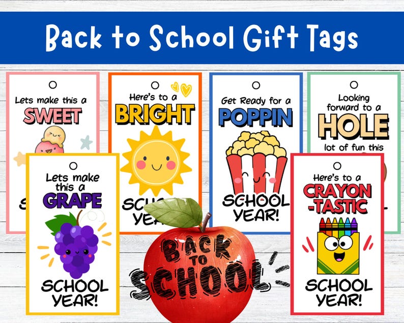 Back to School Printable Gift Tags – Fun & Colorful Classroom Favor ...