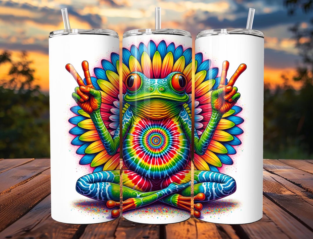 Groovy Peace Frog Sublimation PNG | Psychedelic Tie-dye Frog Clipart ...