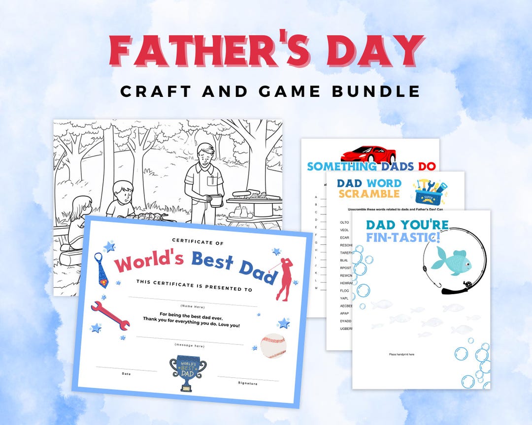 Father's Day Printable Activity Pack for Kids - 7 Crafts, Games ...